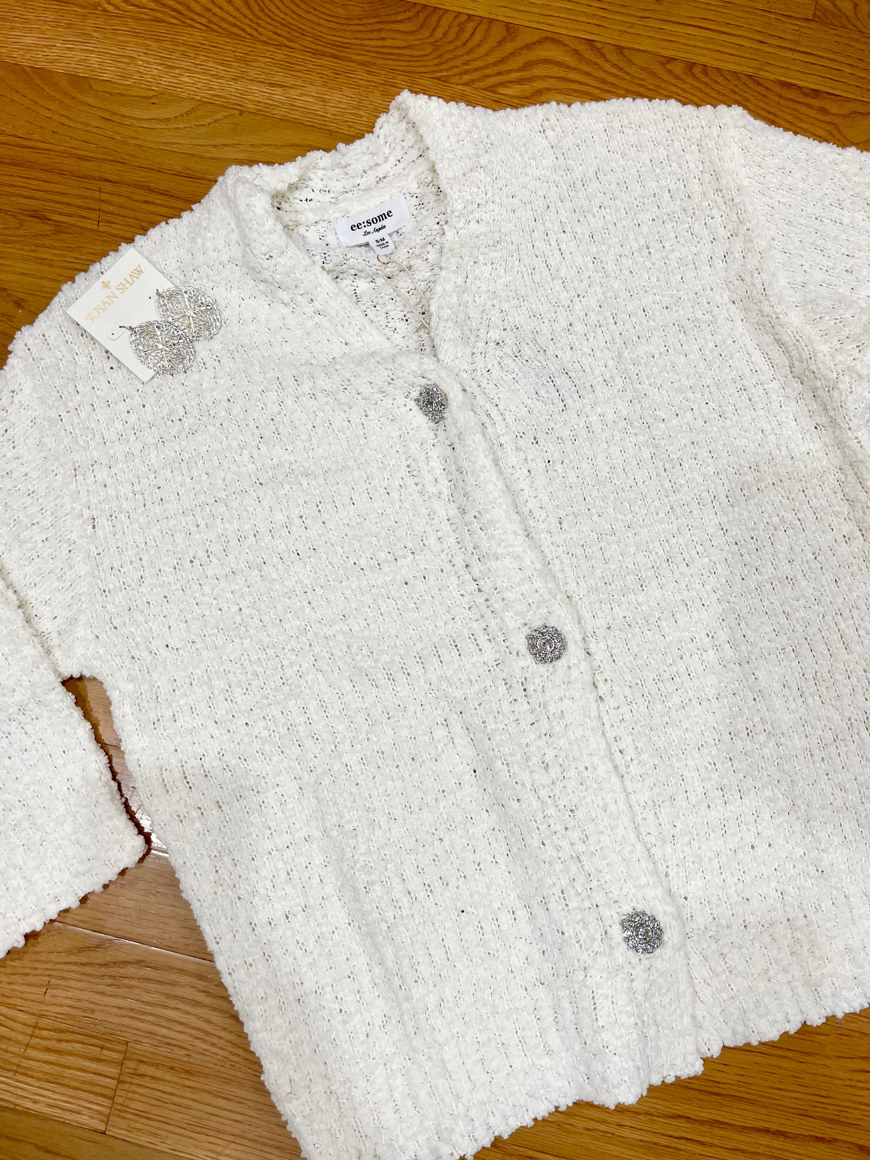 Soft Sparkle Knit Cardigan-Off White – KimberSu